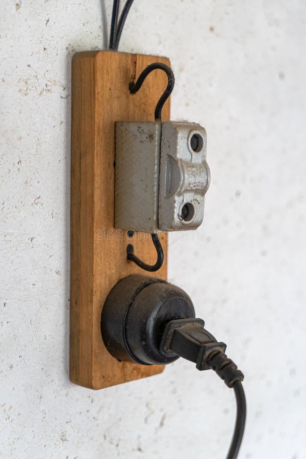 Old Black Socket Fuse on the Wall Stock Photo - Image of wood, rust ...