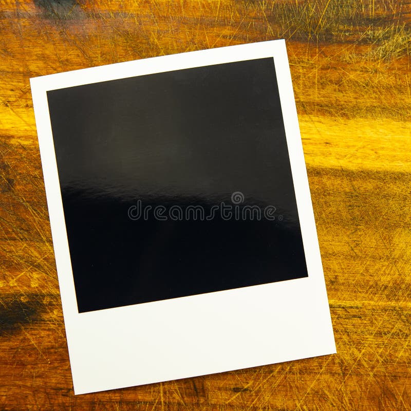 Old Black Square Photo on White Lying on an Oak Table Stock Image ...