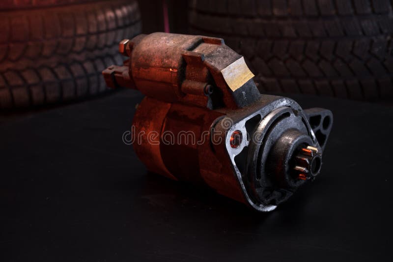 Old black starter stock image. Image of automobile, industry - 330268297