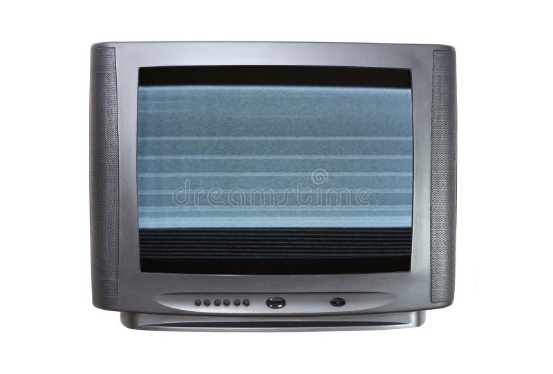 Old Black Tv with Clutter on the Screen on a White Background. Stock ...