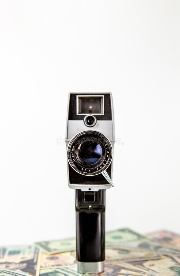 An Old Black Video Camera is on the US Dollar Bills. Video Creator and ...
