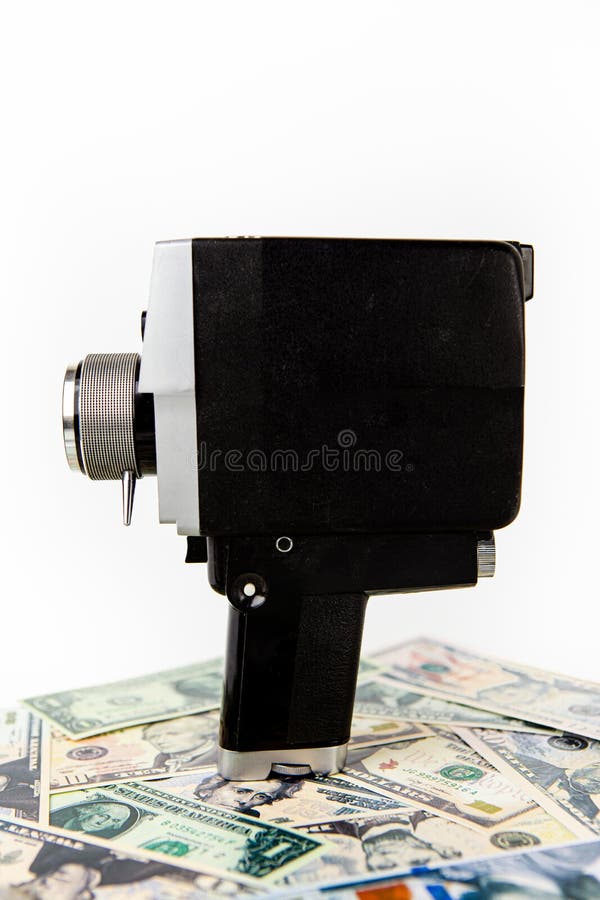 An Old Black Video Camera is on the US Dollar Bills. Video Creator and ...