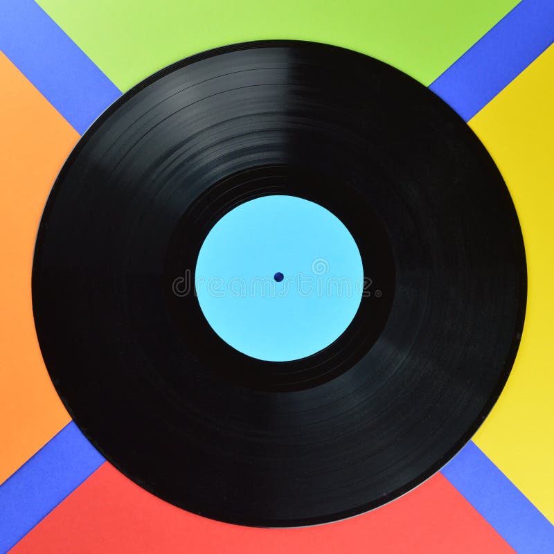 Old Black Vinyl Record on Multicolored Square Stock Photo - Image of ...