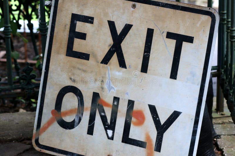 This Old Rusty Sign Shows Where the Exit is in the Driveway. Stock ...