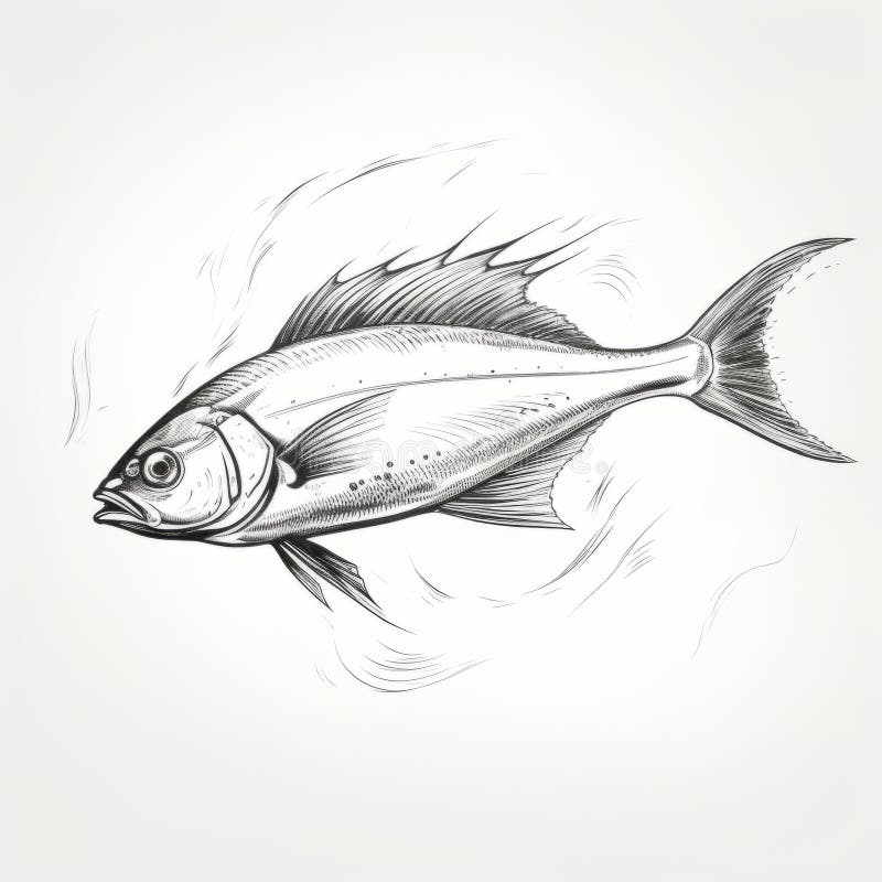 Dynamic Sketching: Fish Vector Design on Grey Background Stock ...
