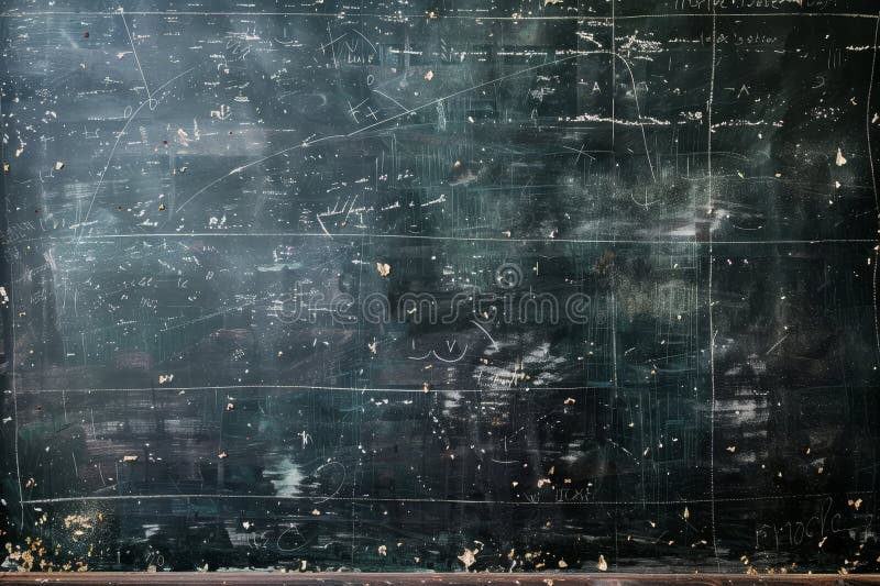 An Old Blackboard Covered in Dust and Faded Writing, an Unoccupied ...