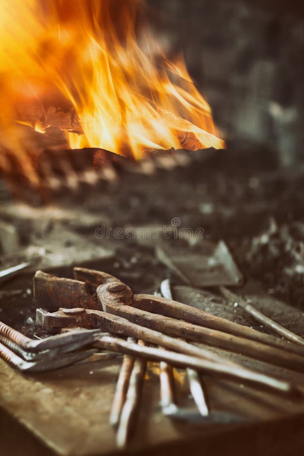 Blacksmith Tools Inside the Smithy Stock Photo - Image of factory ...