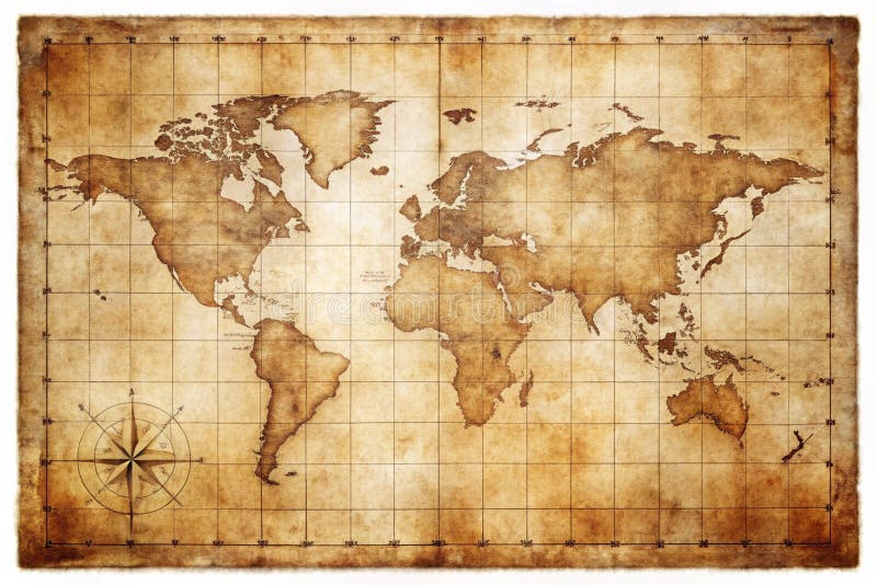 Old Blank Map Background. Aged Blank Nautical Treasure Map Background ...