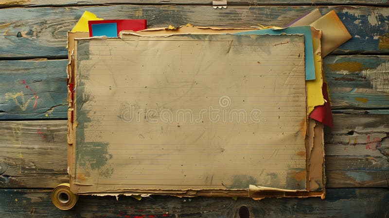 Old Blank Notepad with Colourful Frames, Grunge Background, Adhesive ...