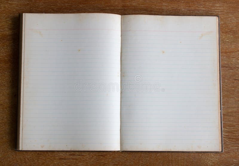 Old Blank Page of Notebook on Wood Table Stock Image - Image of blank ...