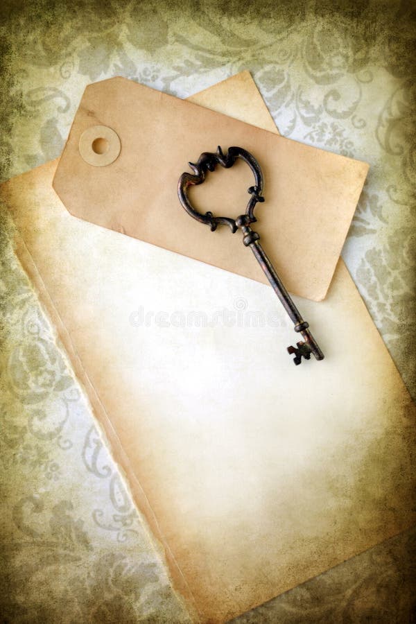 Old blank paper and key stock image. Image of paper, empty - 8818001