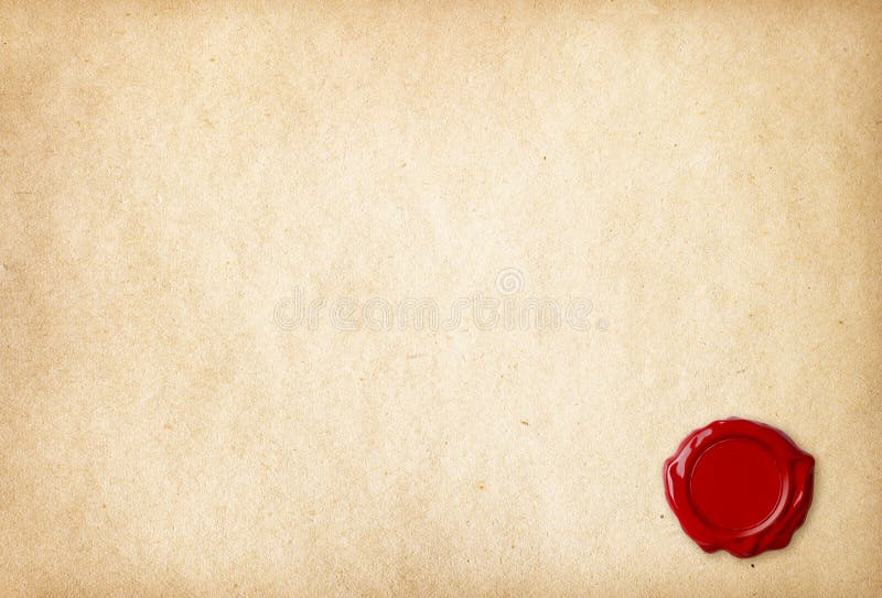 Old Blank Paper with Red Wax Seal Stock Image - Image of horizontal ...
