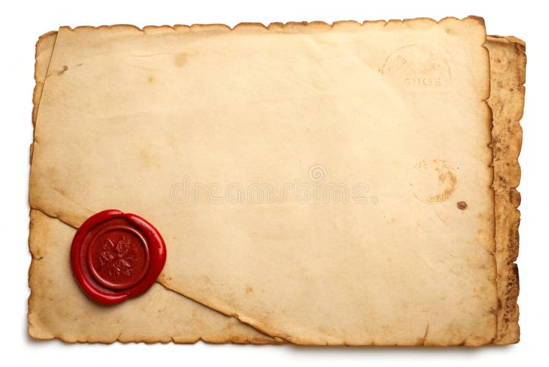 Old Blank Paper with Red Wax Seal Stock Illustration - Illustration of ...