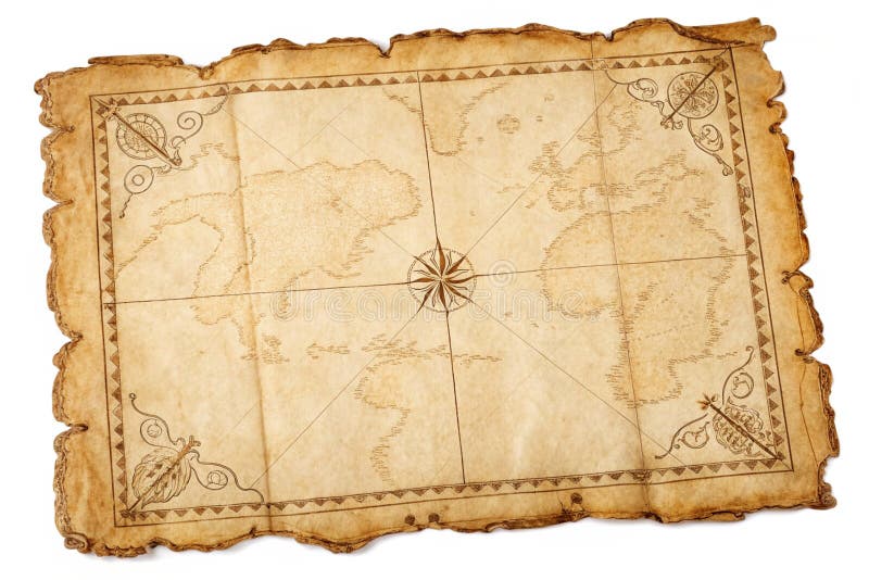 Old Blank Parchment Treasure Map Isolated Stock Illustration ...