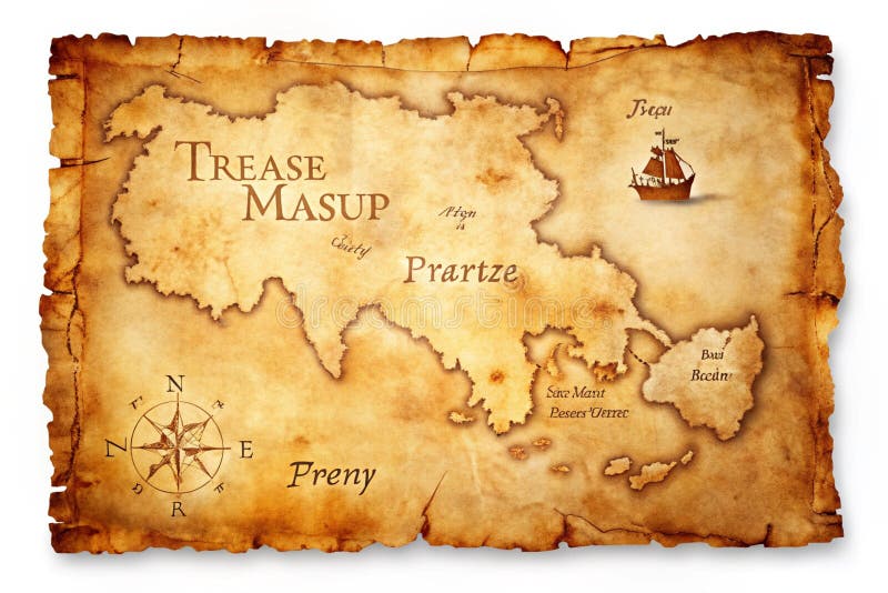 Old Blank Parchment Treasure Map Isolated Stock Illustration ...