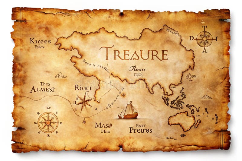 Old Blank Parchment Treasure Map Isolated Stock Illustration ...