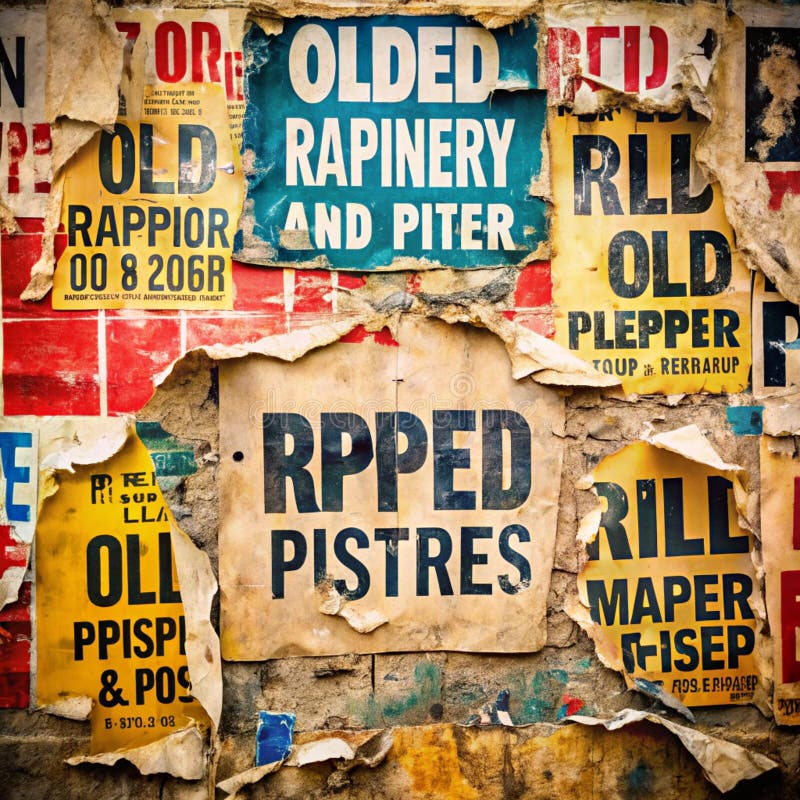 Old Blank Ripped Torn Posters Textures Backgrounds Stock Illustration ...
