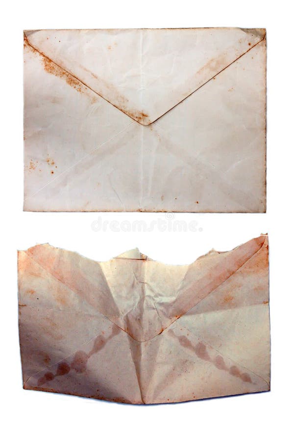 Old Blank White Envelope Open and Closed Isolated Stock Photo - Image ...