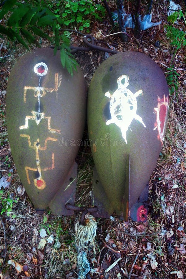 Old Blanks Bombs for a Training Bombing Painted Pacifists Stock Photo ...