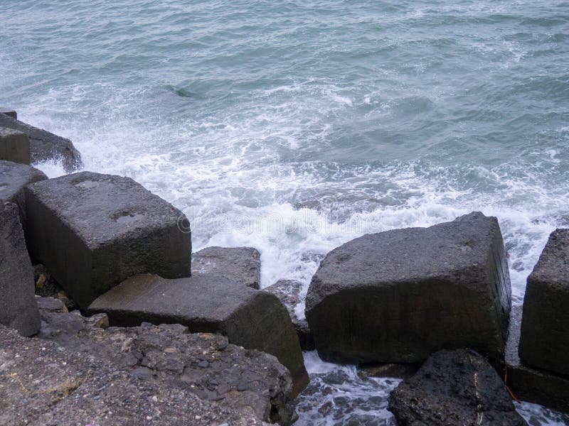 Old Blocks of Fortifications of the Coast. Concrete Structures on the ...