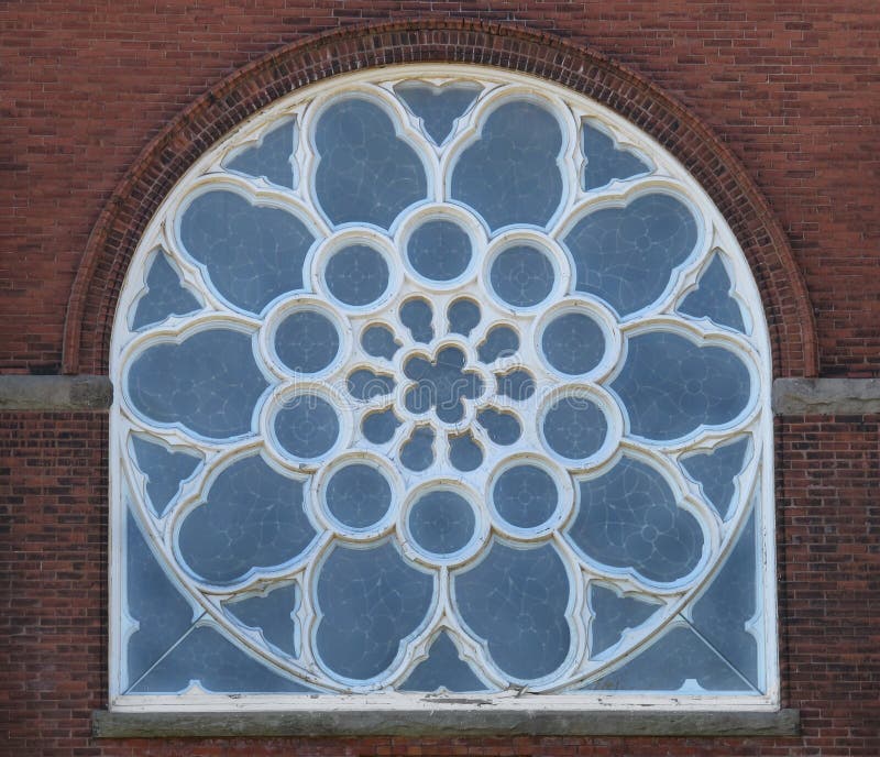 Old Blue Arched Stained Glass Window Stock Photo - Image of wood ...