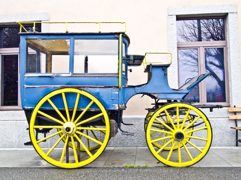 Old blue carriage 1 stock image. Image of rust, horse - 26103301
