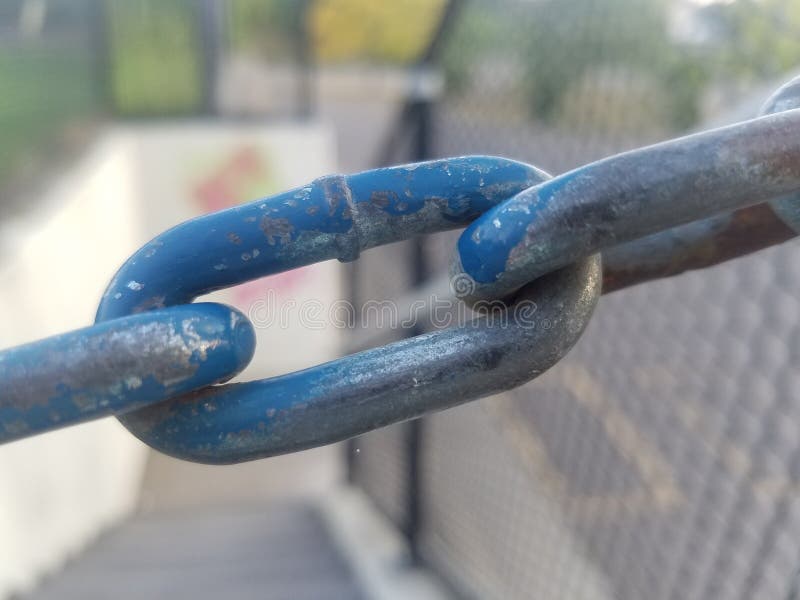 Blue Chain Link Fence Gate Locked with Key : Concept of Protecting ...