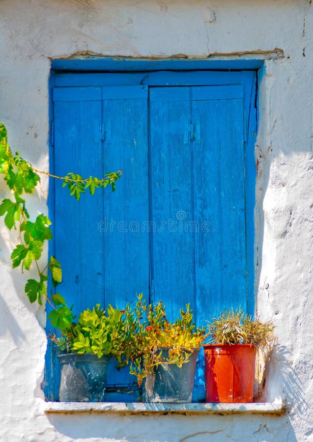 Old blue colored window stock image. Image of mediterranean - 39770549