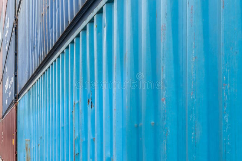 Old Blue Container Wall in Cargo Container Yard Stock Image - Image of ...