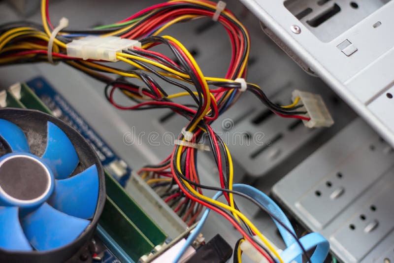 Blue Cooler Fan with Motherboard Inside a Computer. Stock Photo - Image ...