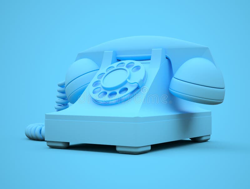 Old Blue Dial Telephone on a Blue Background. 3d Illustration. Stock ...