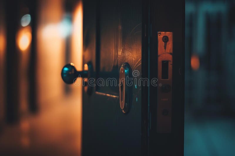 Old Blue Door Standing Slightly Open in Dark Room Stock Image - Image ...