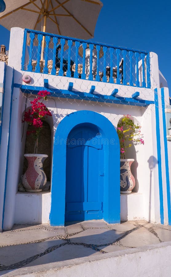 Old Blue Door, Traditional Greek Architecture. Stock Photo - Image of ...