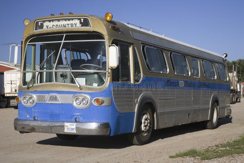 Old blue GM bus editorial photography. Image of motor - 27074542