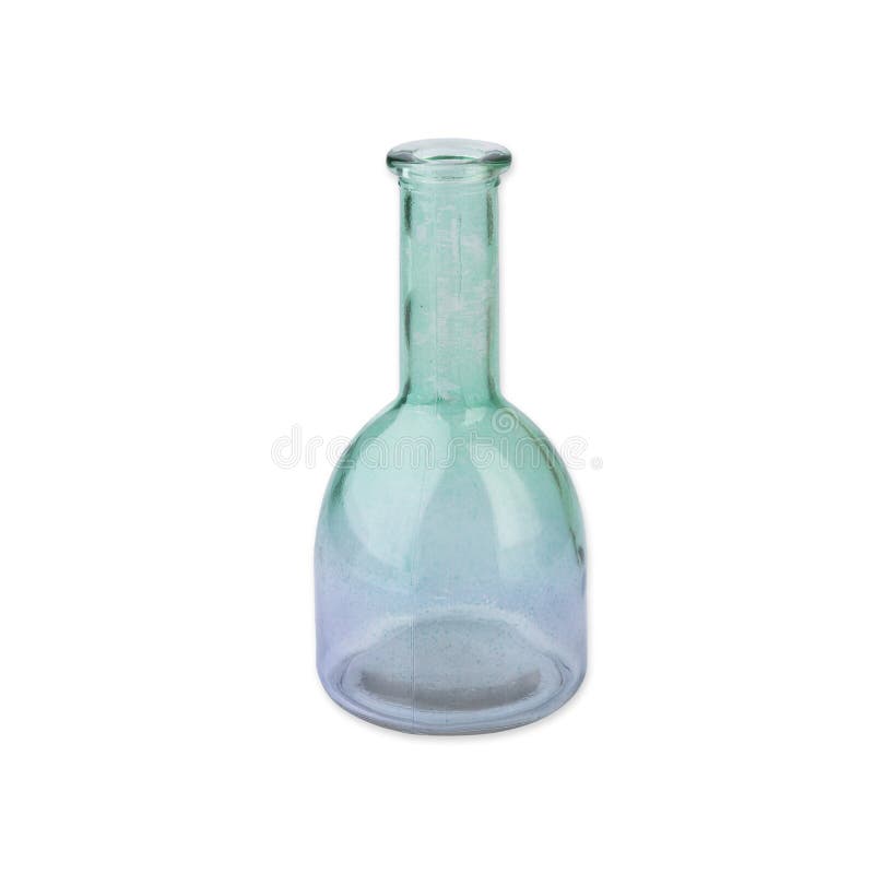 Old Blue and Green Glass Bottle Isolated Over White Background Stock ...