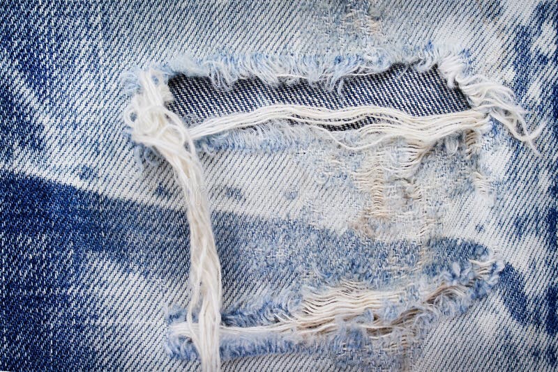 Old Blue Jeans with Ripped Texture , Hole and White Threads Destroyed ...