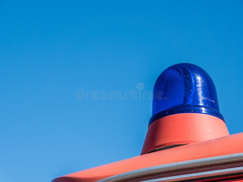 Old Blue Light Siren Blue Background Stock Photo - Image of alarm ...