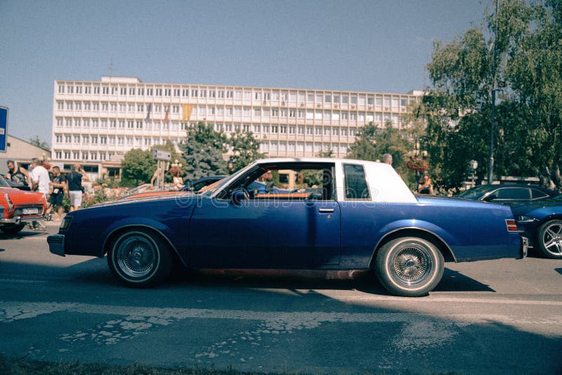 Old Blue Lowrider Car Parked in the Street. Editorial Photo - Image of ...