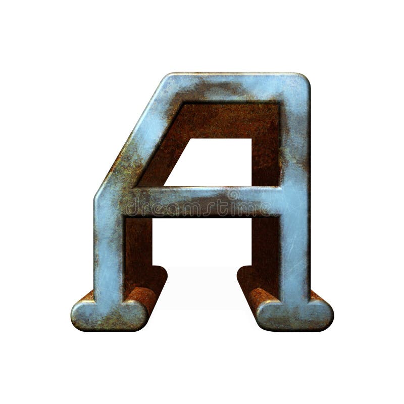 Old Blue Metallic Letter.Rusty Surface.3D Illustration.Art Font. Stock ...