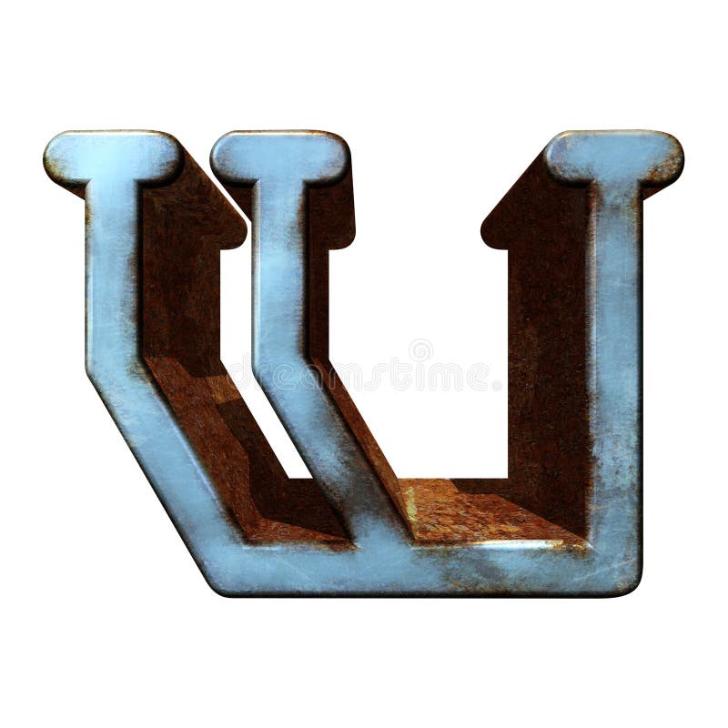 Old Blue Metallic Letter.Rusty Surface.3D Illustration.Art Font. Stock ...