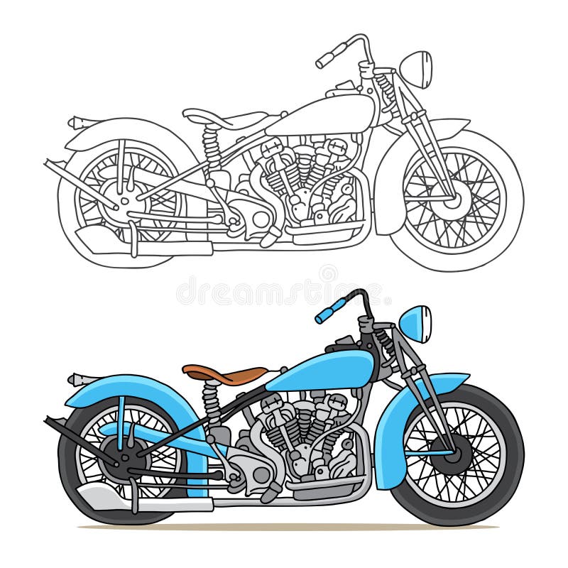 Old blue motorcycle. stock vector. Illustration of blue - 63377003
