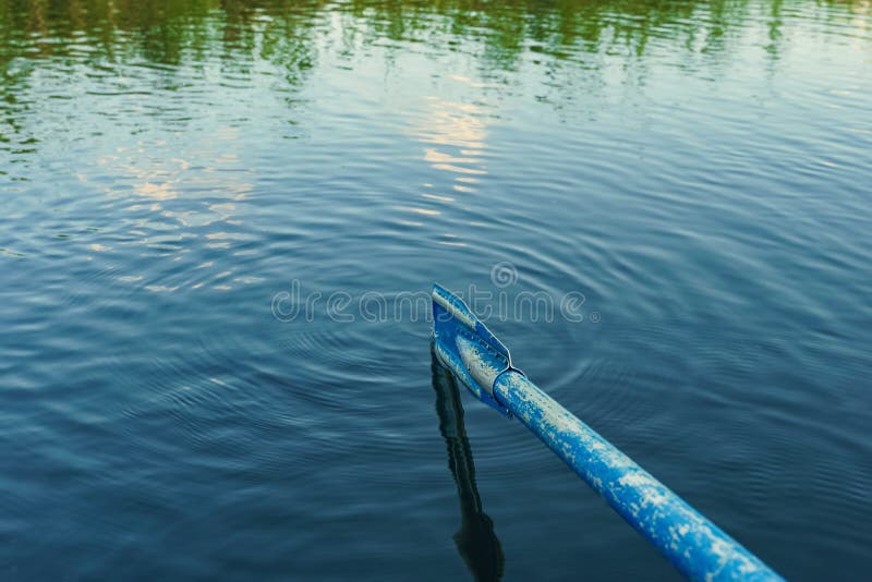 Old Blue Oar in Water Waves Backgrounds Stock Image - Image of ...