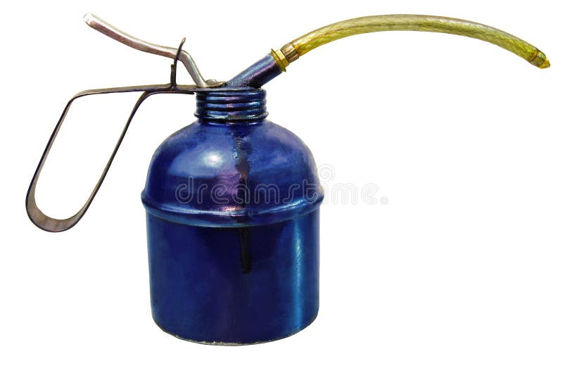 Old Blue Oil Container with Clipping Path Stock Image - Image of handle ...