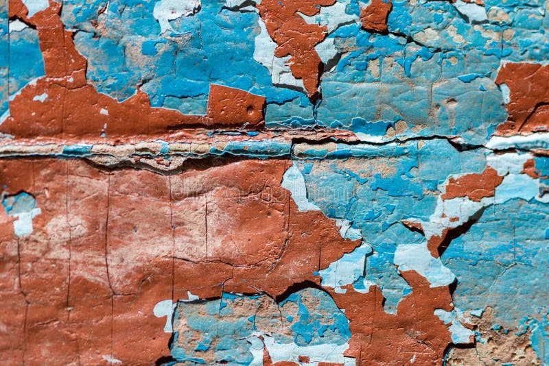 Old Blue and Blue Paint on a Wooden Base, Texture of Cracked Enamel ...