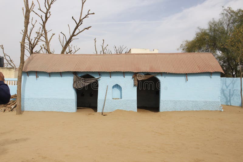 The old blue painted shed stock photo. Image of facade - 191213156