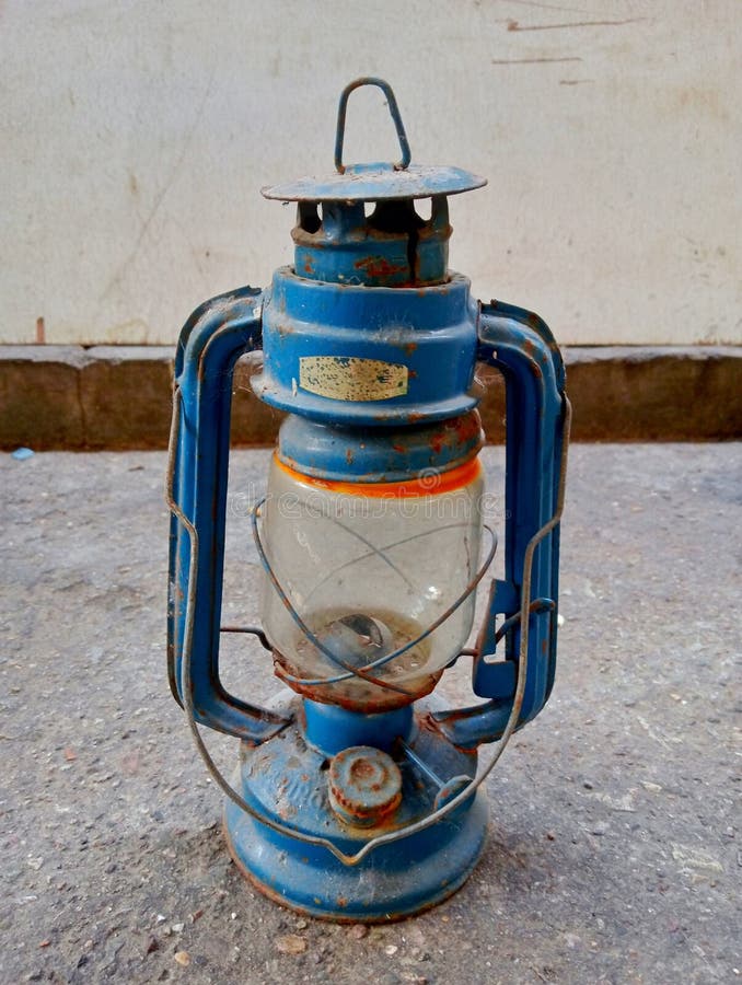 Old Blue and Rusty Lantern Lamp Stock Photo - Image of lantern, rusty ...