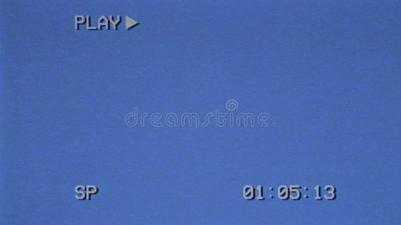 An Old Bad VHS Tape Playing. Old Black Screen with PLAY Text and ...