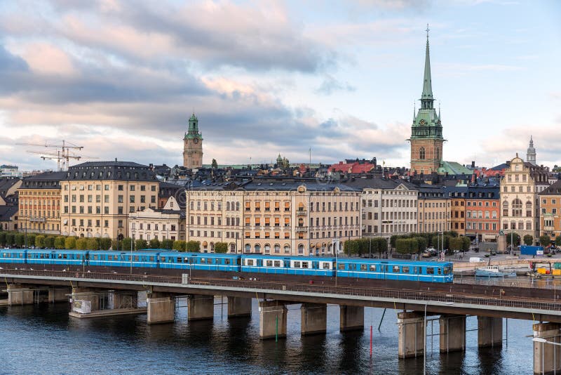 Old Blue Subway Train Central Stockholm. Editorial Photo - Image of ...