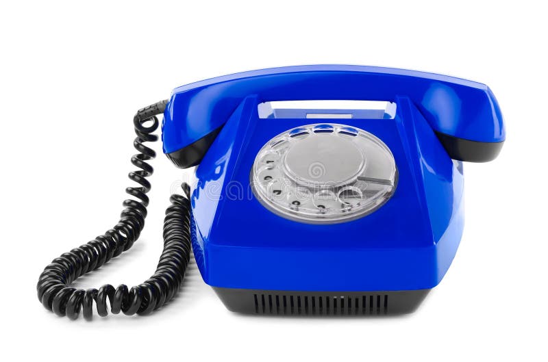 Old Blue Telephone with Rotary Dial Isolated on White Stock Photo ...