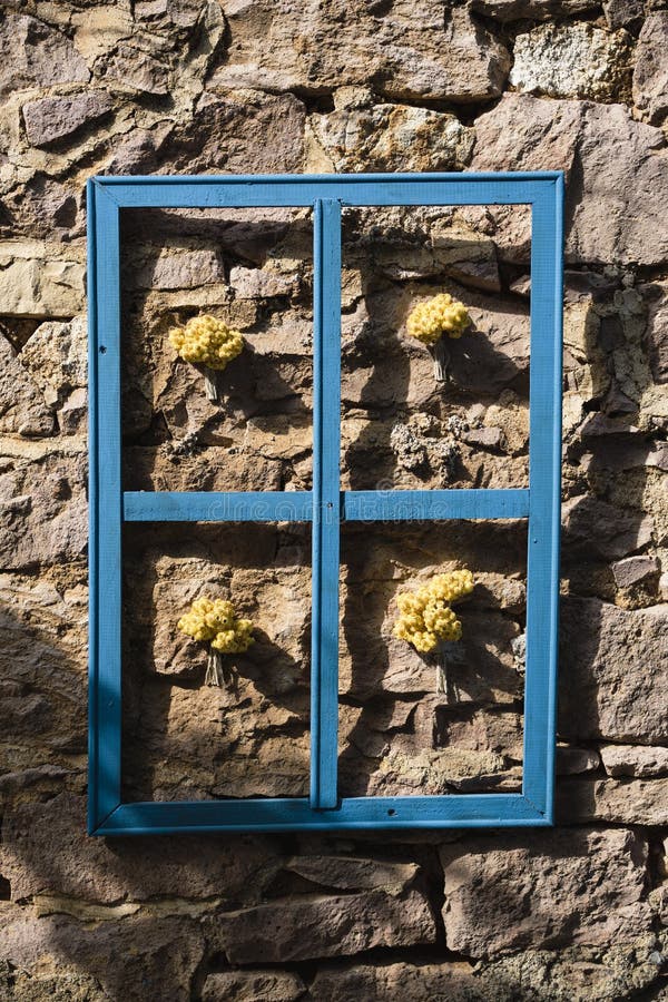Old blue window frame stock image. Image of oldfashioned - 261634355